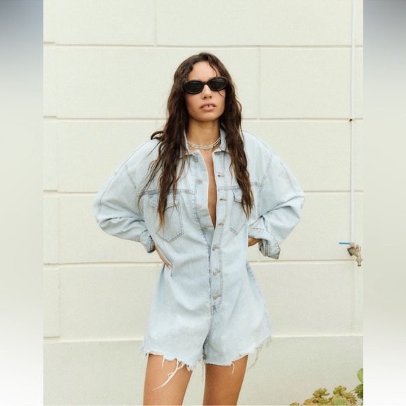 Zara | Pants & Jumpsuits | Zara Trf Denim Mini Dress | Poshmark